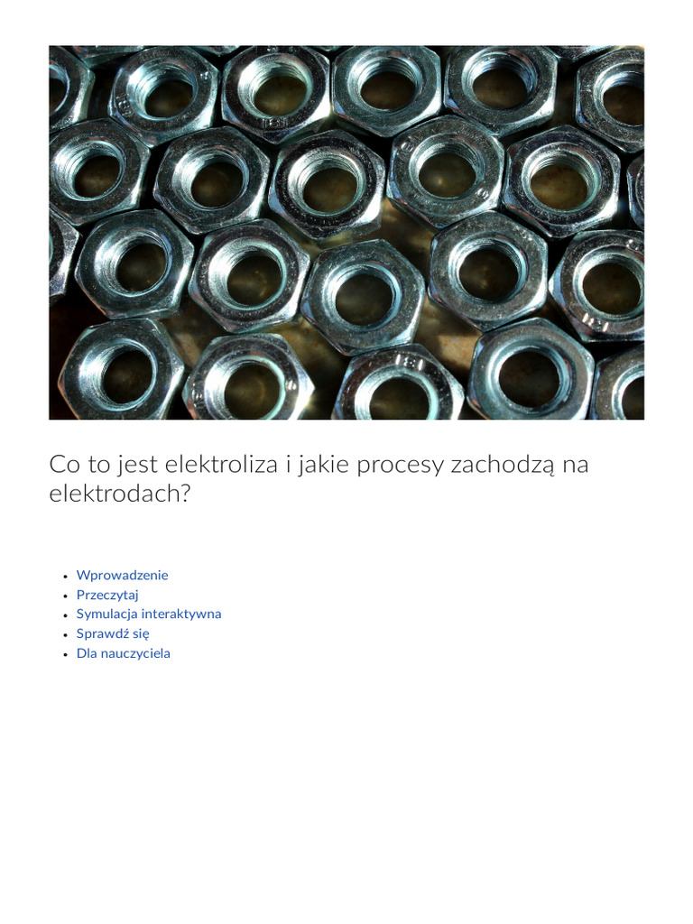 Co To Jest Elektroliza I Jakie Procesy Zachodza Na Elektrodach | PDF