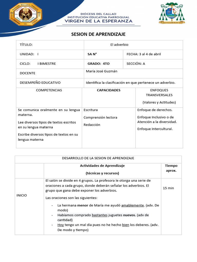 Clases de 4to de Secundaria | PDF | Adverbio | Aprendizaje