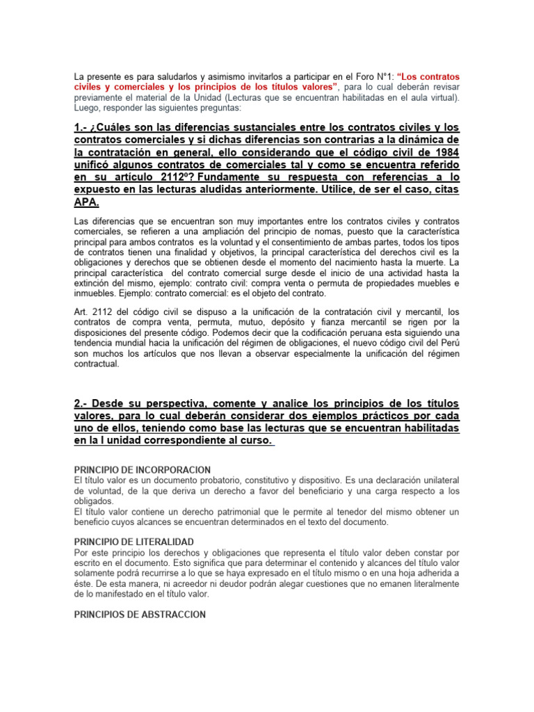 Los Contratos Civiles y Comerciales y Los Principios de Los Titulos Valores | Descargar gratis ...