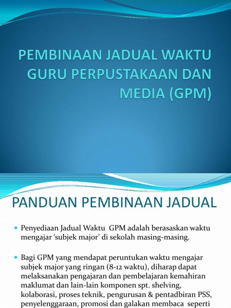 Panduan Jadual Waktu GPM Sekolah | PDF