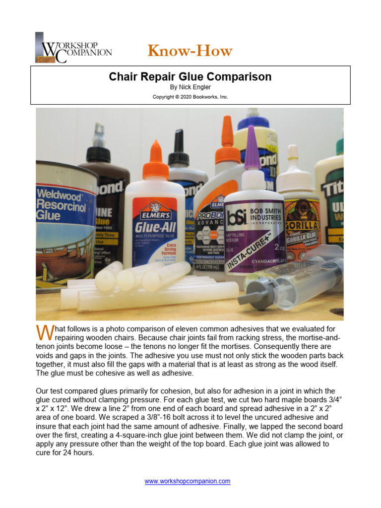 Comparing Glues For Chair Repair | PDF | Materials | Conservation And ...