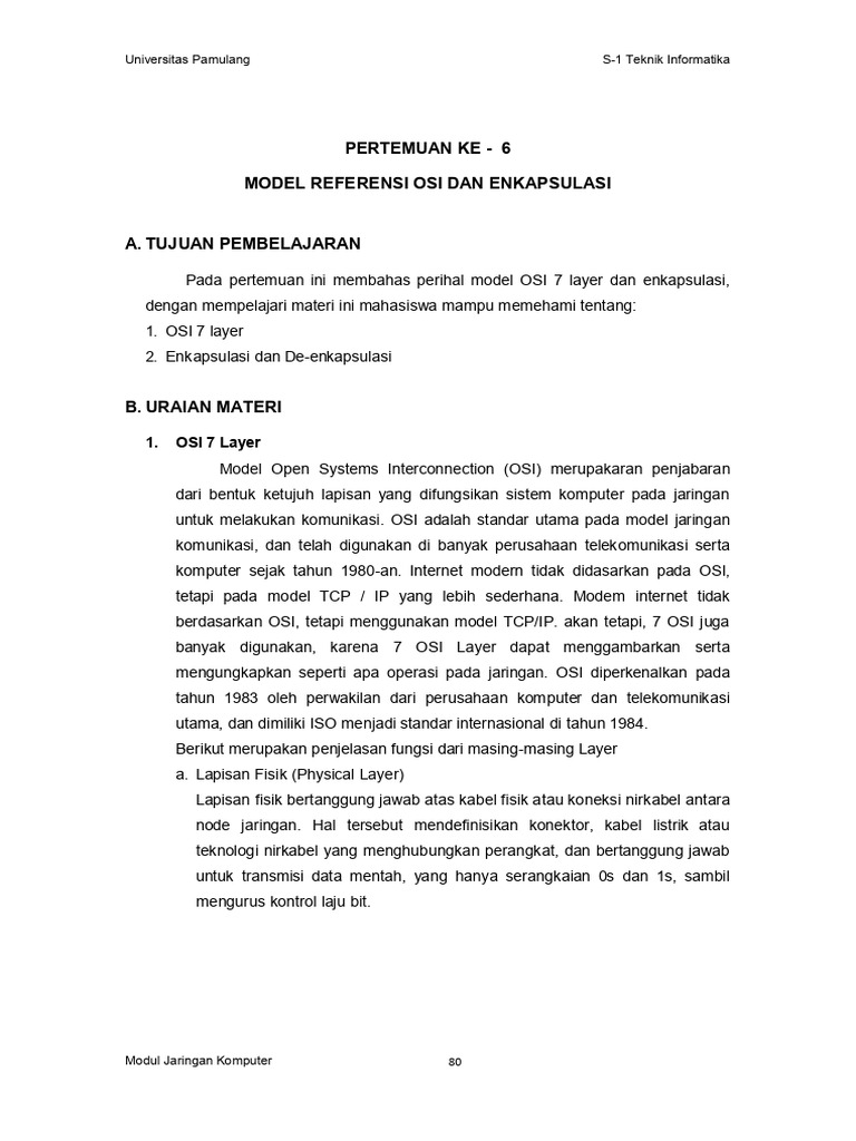 Tpl0183 - 06 - Model Referensi Osi Dan Enkapsulasi | PDF