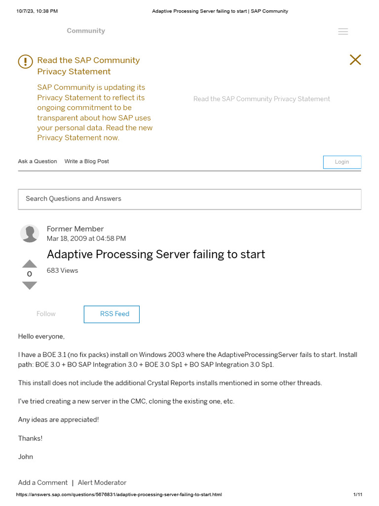 Adaptive Processing Server Failing To Start Pdf Java Programming Language Information