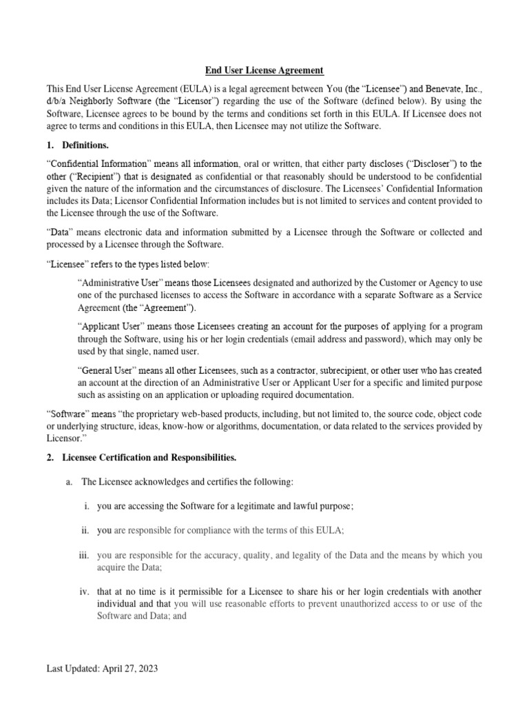 EULA | PDF | License | User (Computing)