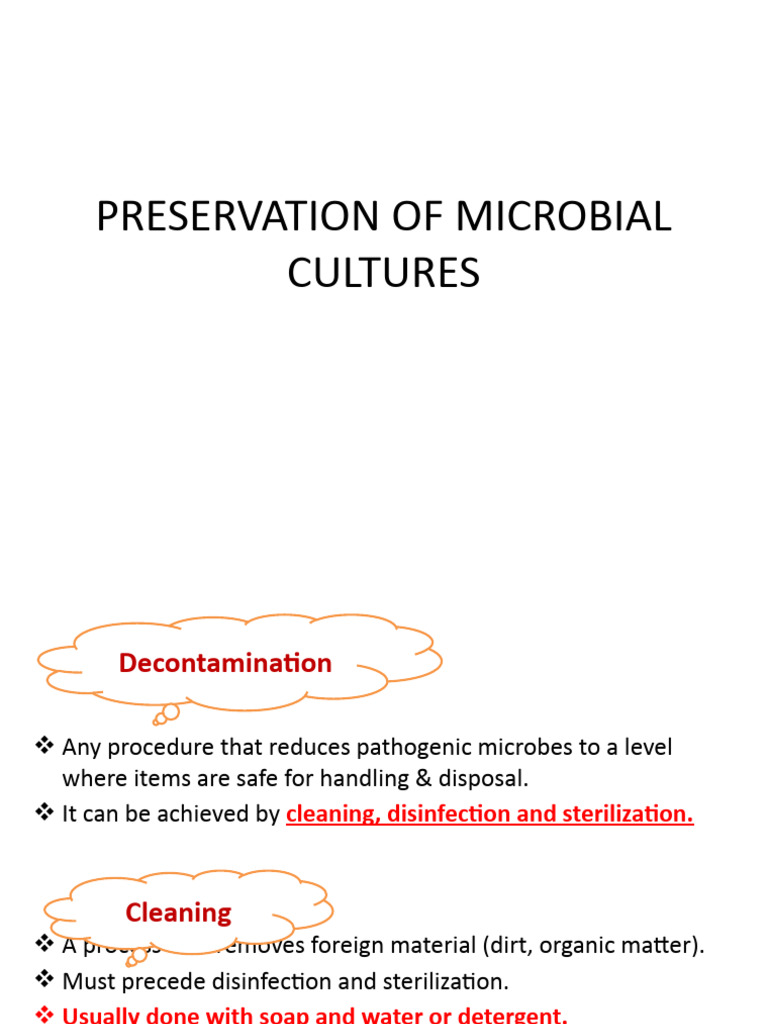 Microbial Culture Preservation Methods | PDF | Sterilization ...