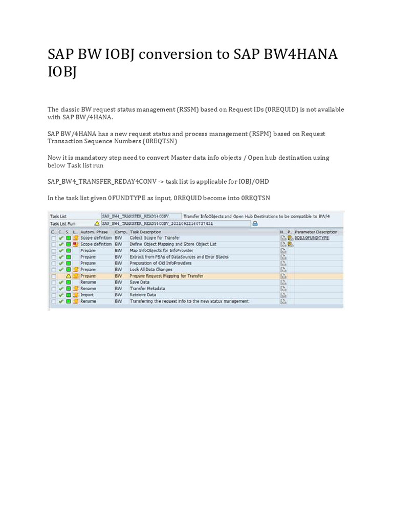 SAP BW IOBJ Conversion To SAP BW4HANA IOBJ | PDF SAP BW IOBJ Conversion To SAP BW4HANA IOBJ | PDF