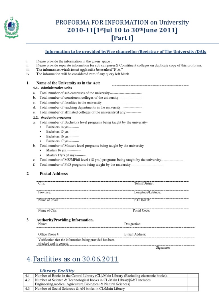 Part I Proforma 2010-11 | PDF | Doctor Of Philosophy | Test (Assessment)