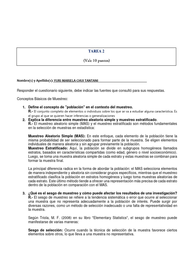 Tarea 02 | PDF | Muestreo (Estadísticas) | Error estándar