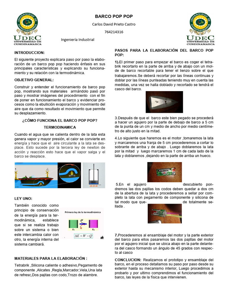 Construcción y Funcionamiento del Barco Pop Pop | PDF | Buques | Motores