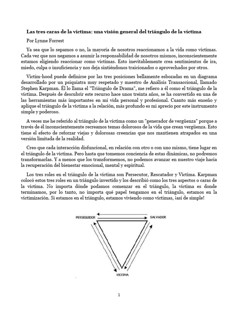 Triángulo de la Víctima: Roles y Dinámicas | PDF | Culpa (emoción) | Mente
