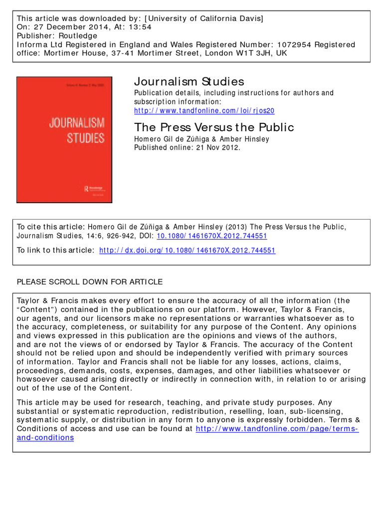 Press and Public: Views on Journalism | PDF | Journalism | News