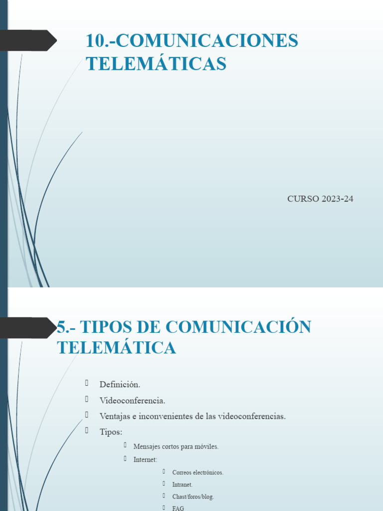 Tipos de Comunicación Telemática | PDF | Videotelefonía | Internet