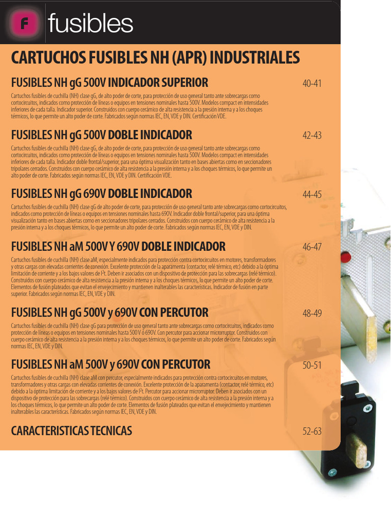 Fusibles NH Catalogo | Descargar gratis PDF | Fusible (Eléctrico) | Relé