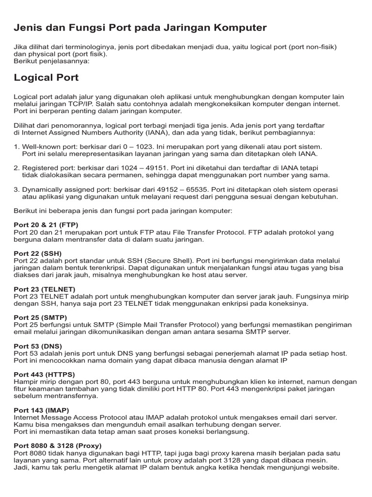 Jenis Dan Fungsi Port | PDF | Komputer
