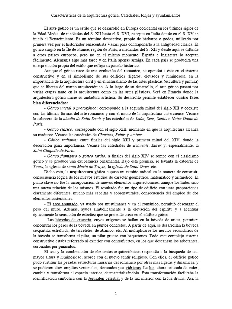 Características de la arquitectura gótica. Catedrales, lonjas y ...