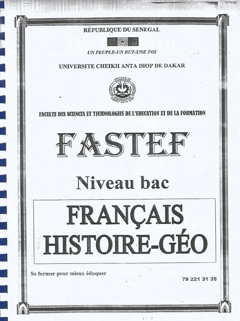 Fastef Niveau Bac FR HG | PDF