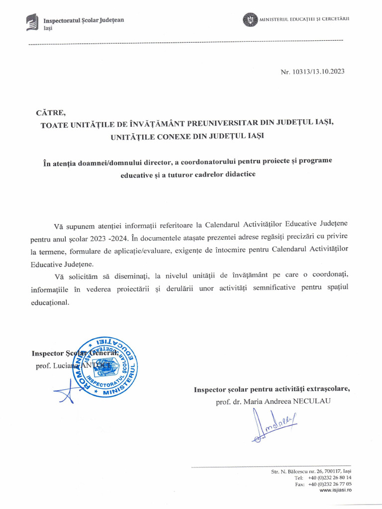 Precizari Intocmire CAEJ - 2023-2024 | PDF