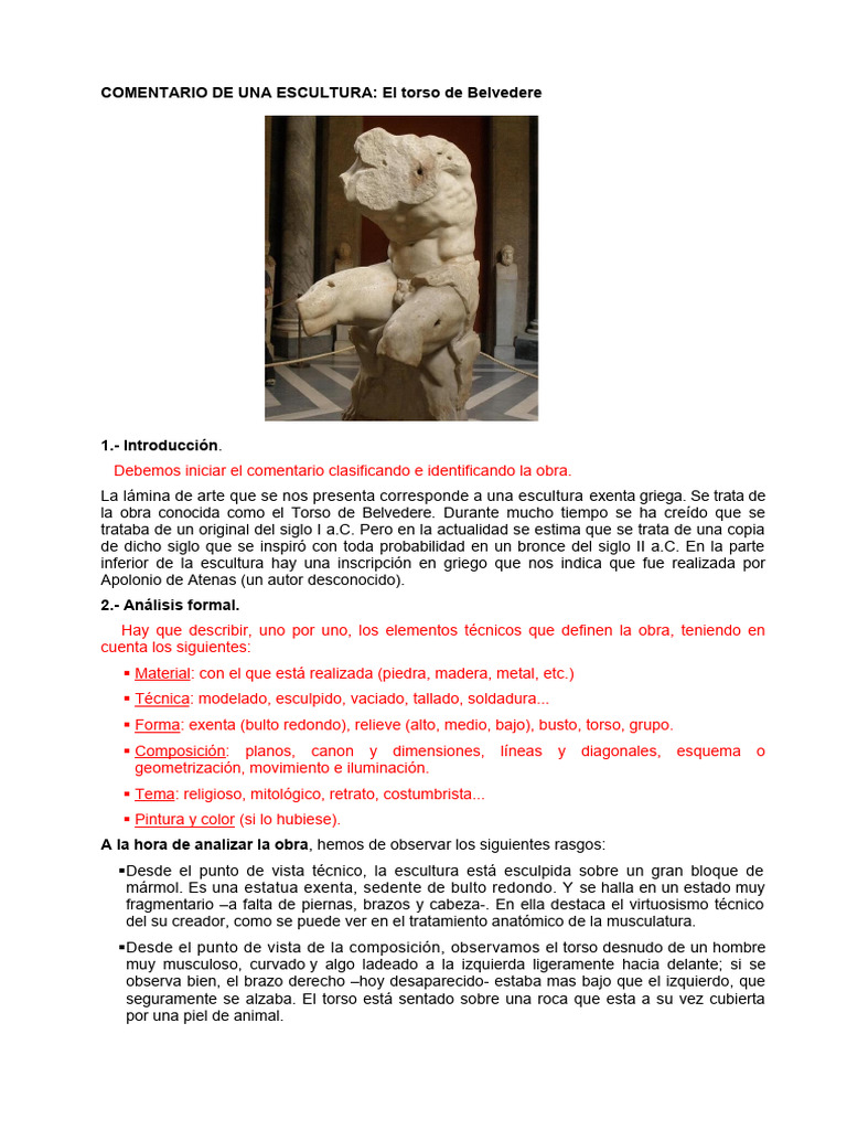 Comentario. Torso de Belvedere | PDF | Escultura | Renacimiento
