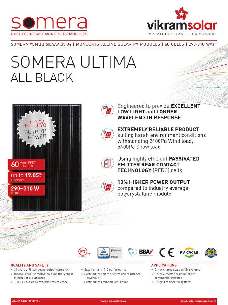 Somera Ultima All Black 1000V | PDF | Photovoltaics | Physical Sciences