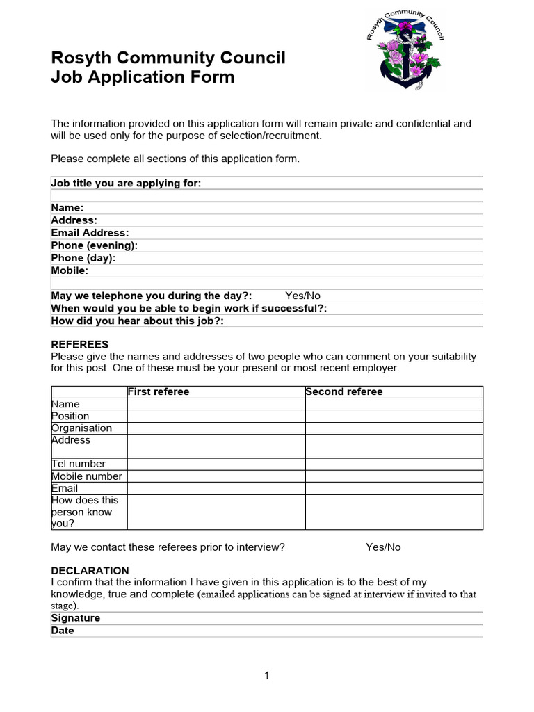 RCC Job Application Form April 2016 | PDF | Justice | Crime & Violence