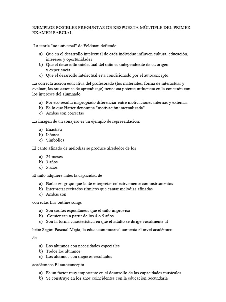 Ejemplos Posibles Preguntas Examen Primer Parcial DMEI 2022 | PDF | Cognición