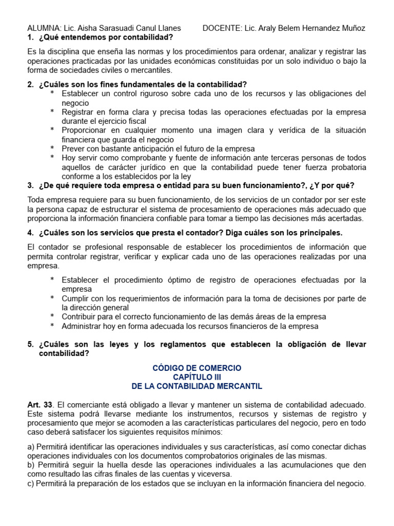 Código de Comercio Capítulo Iii de La Contabilidad Mercantil | PDF ...