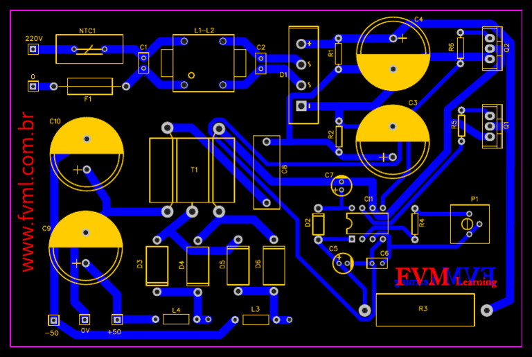 PCB - PCI Fonte Chaveada SMPS sim├йtrica com IR2153 e IRF840 - 2 x 50V 350W - FVML | PDF