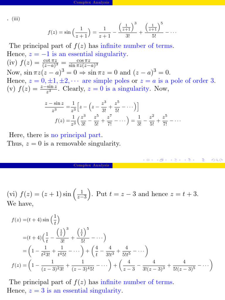 25-Singularities, Poles,-24-08-2023 | PDF | Complex Analysis ...