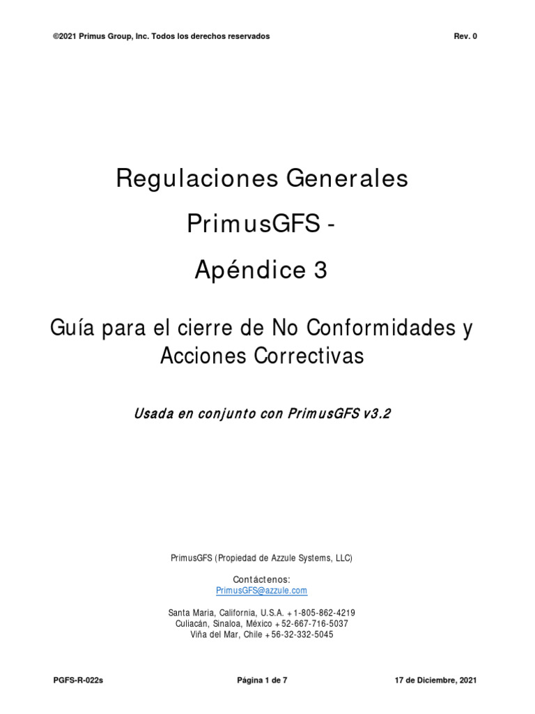 Cierre de No Conformidades en PrimusGFS | PDF | Auditoría | Evaluación ...