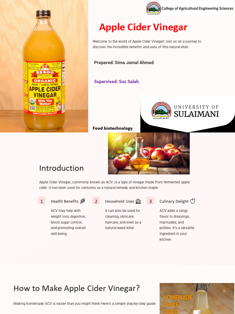 Apple Cider Vinegar: Food Biotechnology | PDF | Vinegar | Cider