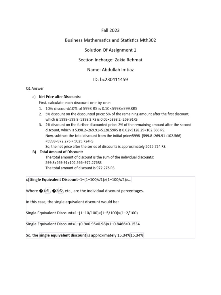 Assignment 1 | PDF | Interest | Compound Interest