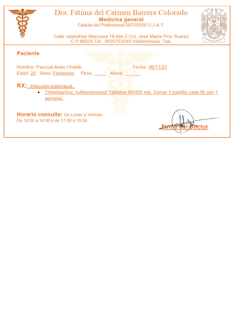 Formato de Receta Medica Word | PDF