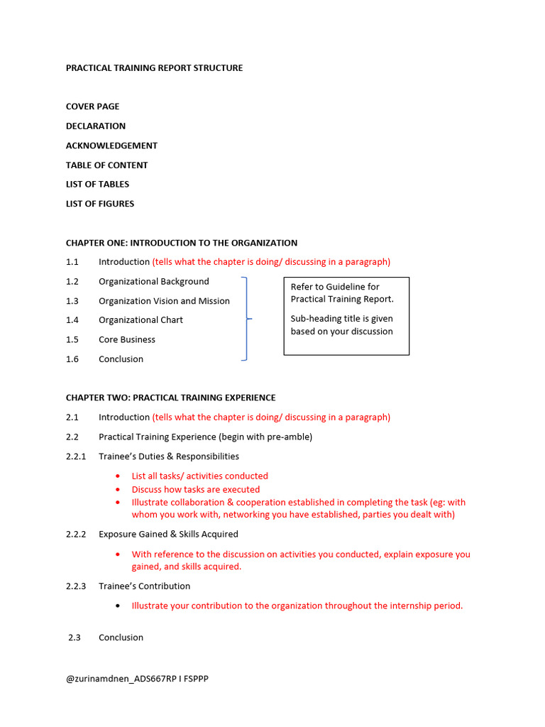 Practical Training Report Structure | PDF | Internship | Job Hunting