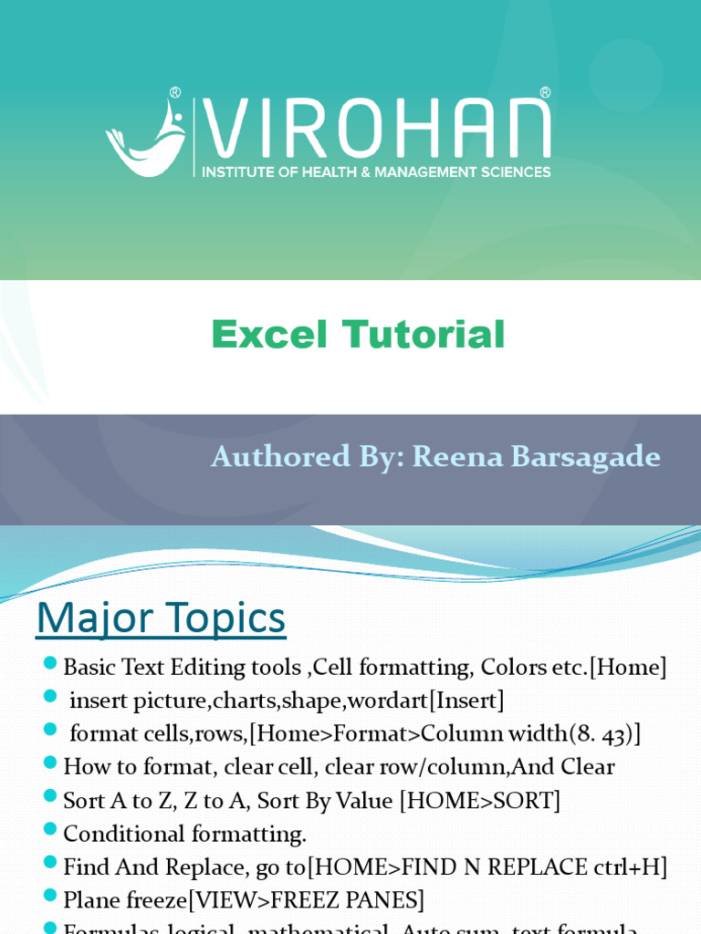 Comprehensive Excel Tutorial Guide | PDF | Microsoft Excel | Computer ...