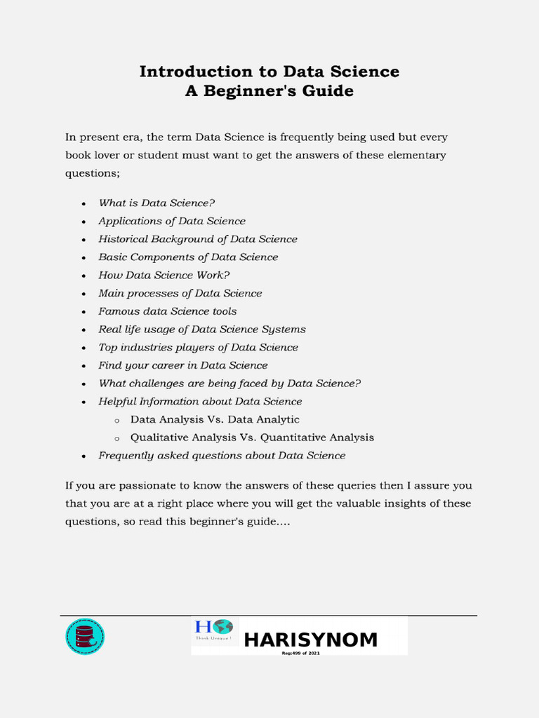Introduction To Data Science A Beginners Guide | PDF
