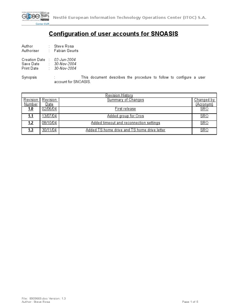 M - 04 - Configuration of User Accounts For SNOASIS | PDF | Directory ...