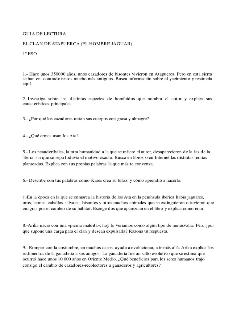 El Clan de Atapuerca Preguntas | PDF | neanderthal | Rituales