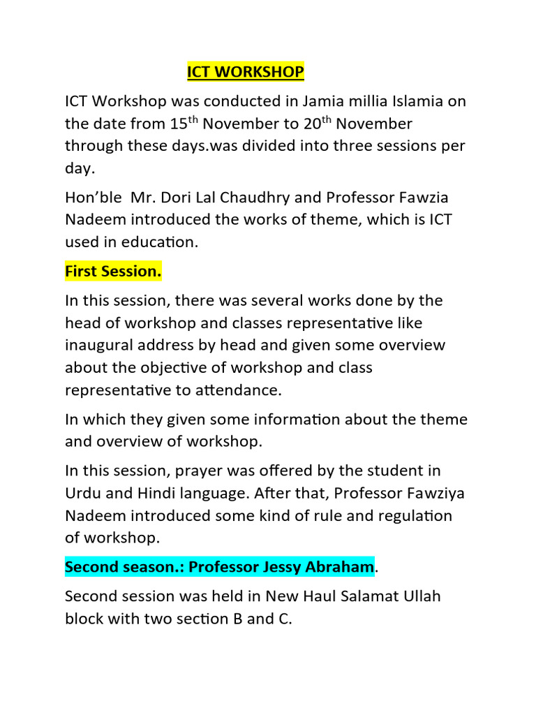 Ict Workshop | PDF | Educational Technology | Learning