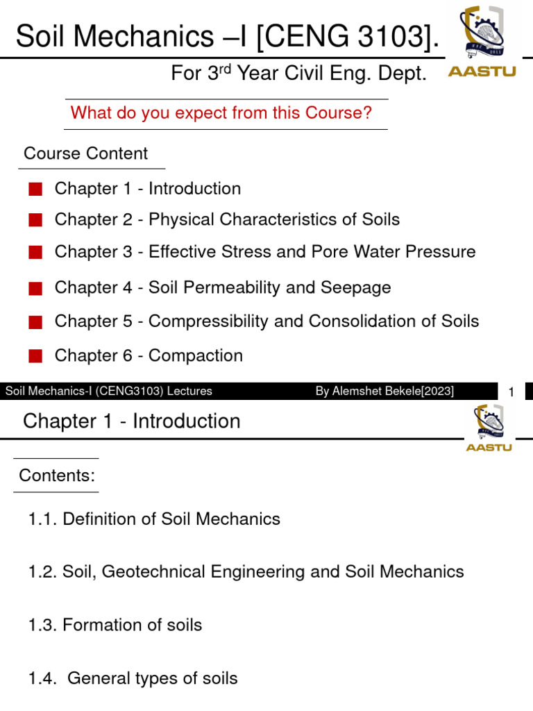 Soil Mechanics - I CH-1 (Lecture Note by Alemshet B.) | PDF | Soil ...
