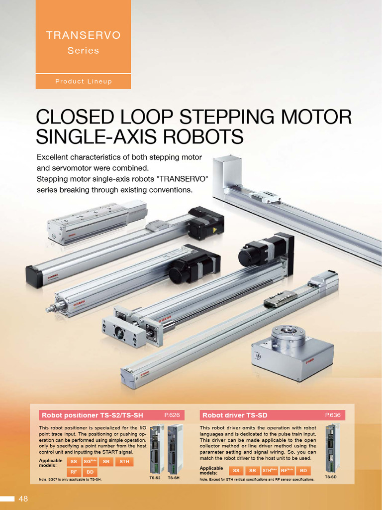 TRANSERVO Series: Closed Loop Stepping Motor Robots | PDF | Rotation Around A Fixed Axis | Robot