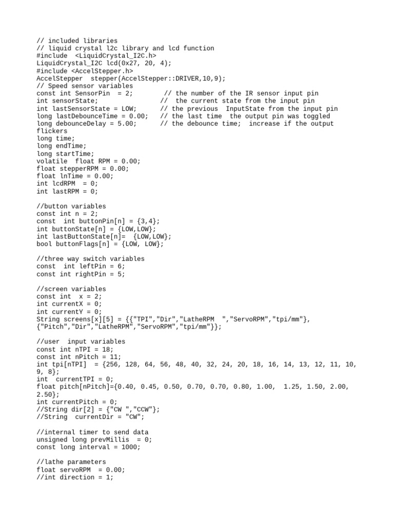Lathe Leadscrew Arduino Code | PDF | Computer Programming | Computing