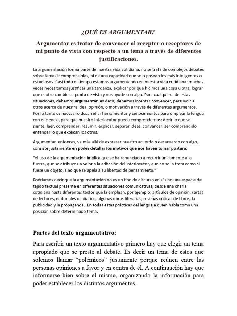Qué Es Argumentar | PDF | Juegos y actividades