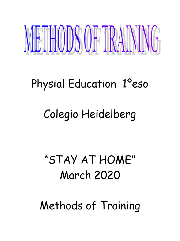 RVRFFR Stay at Home Physical Education Methods of Training | PDF | High ...