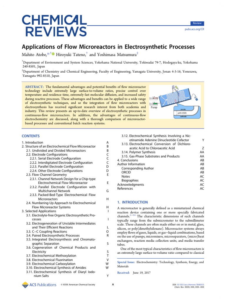 Applications of Flow Microreactors in Electrosynthetic Processes | PDF ...