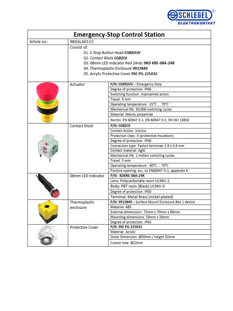 98GSLA0115 - 116 - E-Stop Control Station. (GNJ) | PDF | Thermoplastic ...
