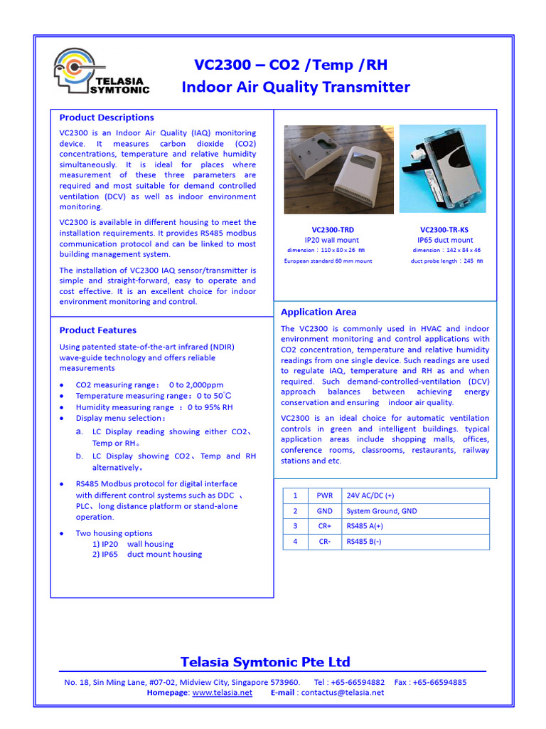VC2300 TRD Spec July2018 | PDF | Building Automation | Carbon Dioxide