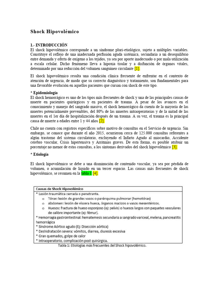 Shock Hipovolémico | PDF | Fisiología | Causas de la muerte