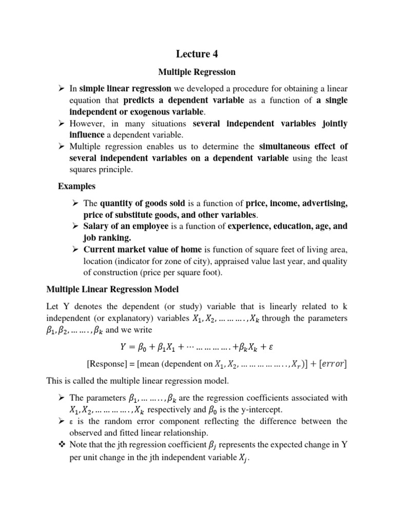 Multiple Regression | PDF | Matrix (Mathematics) | Regression Analysis