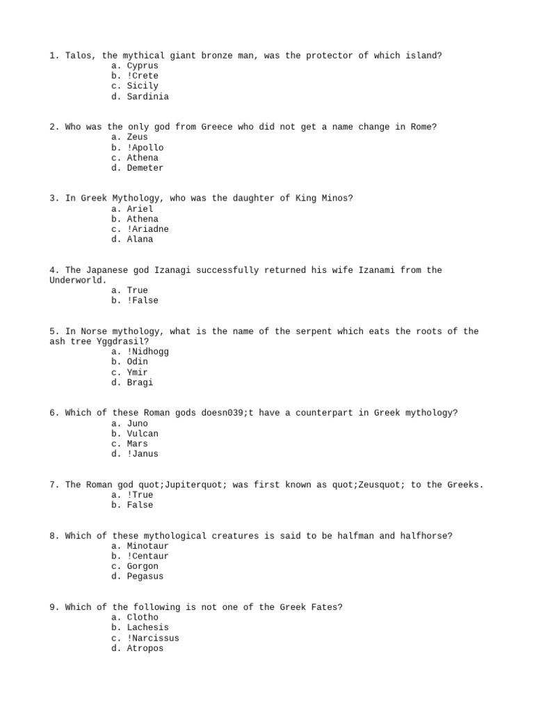 Quiz Lesson Plan 3 | PDF | Norse Mythology | Greek Mythology