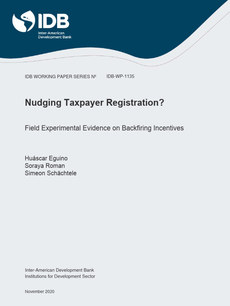 Nudging Taxpayer Registration Field Experimental Evidence On Backfiring ... Nudging Taxpayer Registration Field Experimental Evidence On Backfiring ...